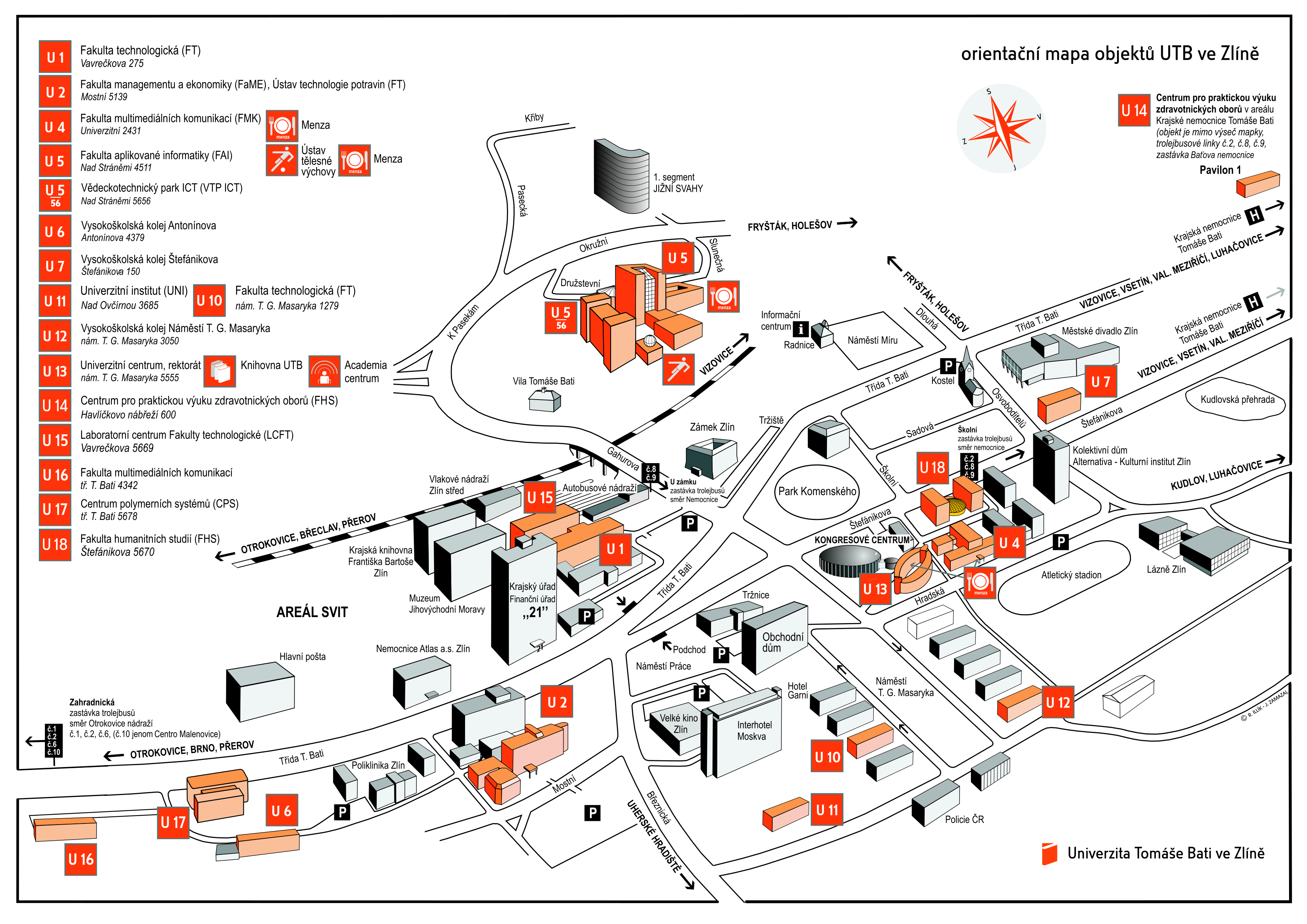 Mapa areálu UTB | UTB