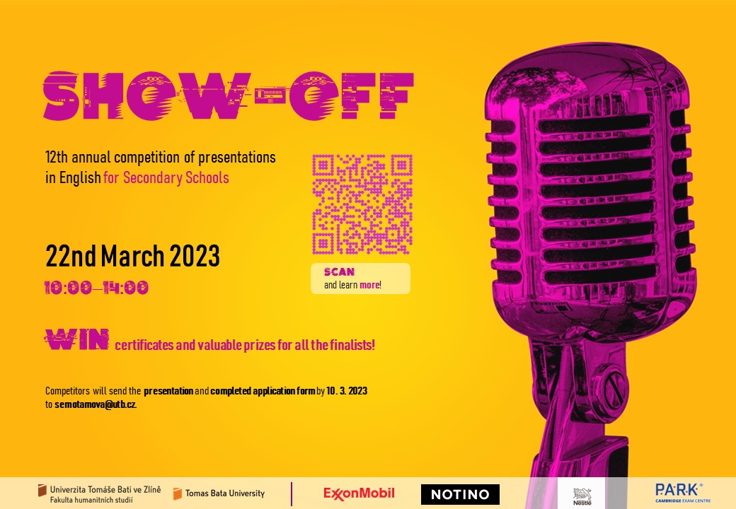 SHOW-OFF 2023 – Soutěž v prezentačních dovednostech v angličtině | UTB